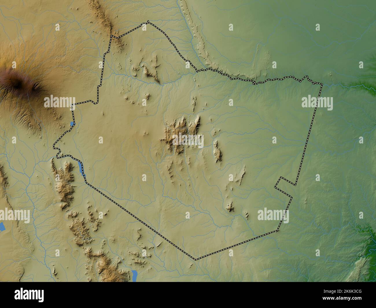 Taita Taveta, county of Kenya. Colored elevation map with lakes and ...