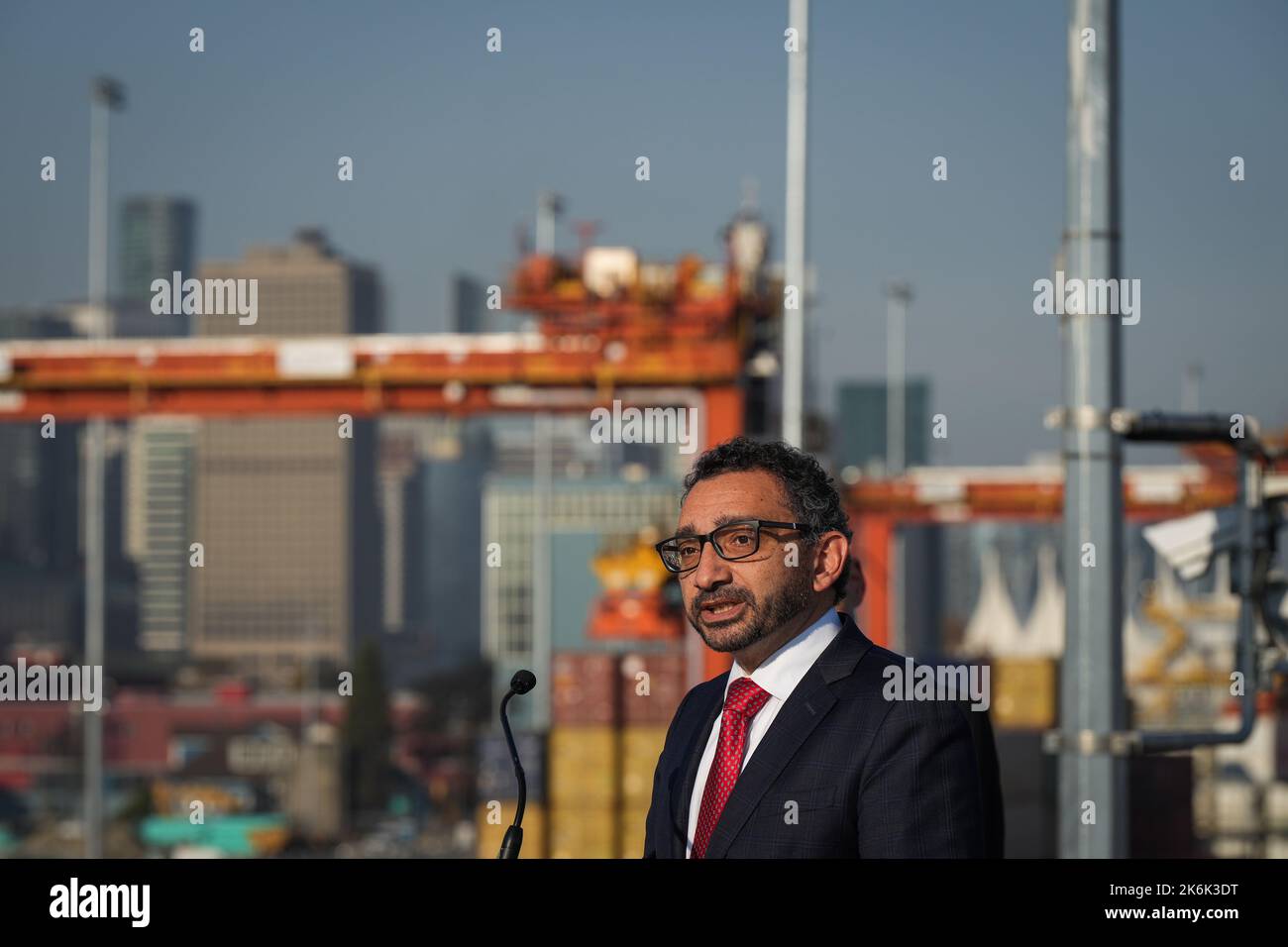 Canada. 14th Oct, 2022. Minister of Transport Omar Alghabra speaks ...