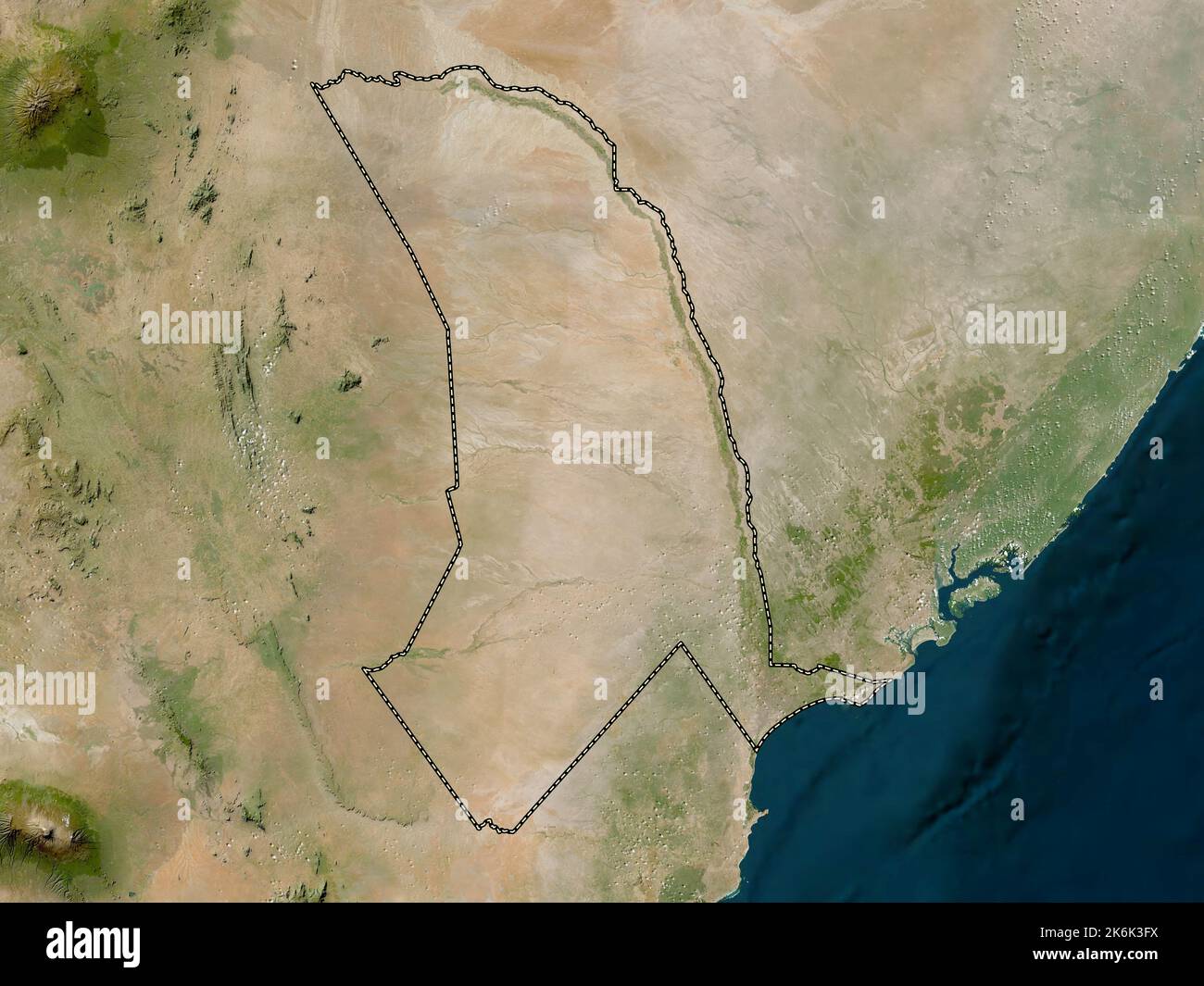 Tana River, county of Kenya. Low resolution satellite map Stock Photo ...