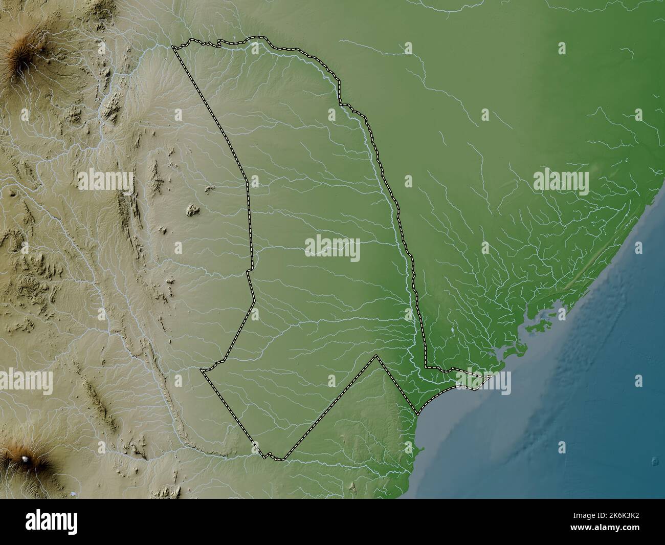 Tana River, county of Kenya. Elevation map colored in wiki style with ...