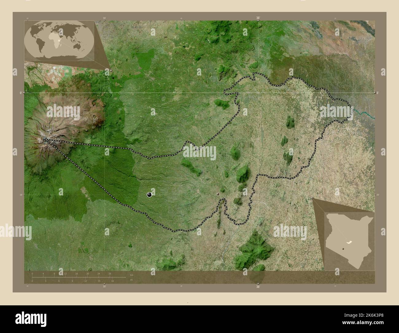 Tharaka-Nithi, county of Kenya. High resolution satellite map ...