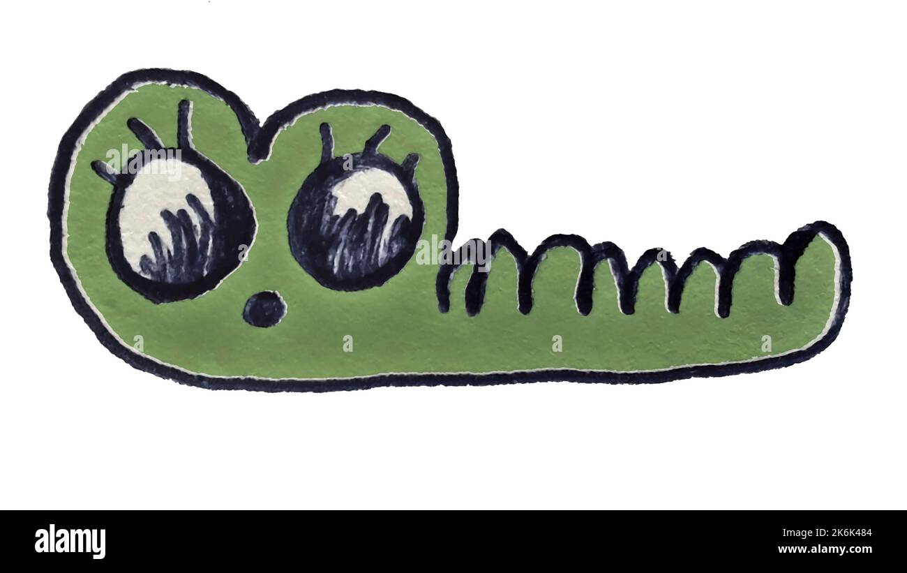 Side view long shot cute green worm sketchy style drawing Stock Photo ...