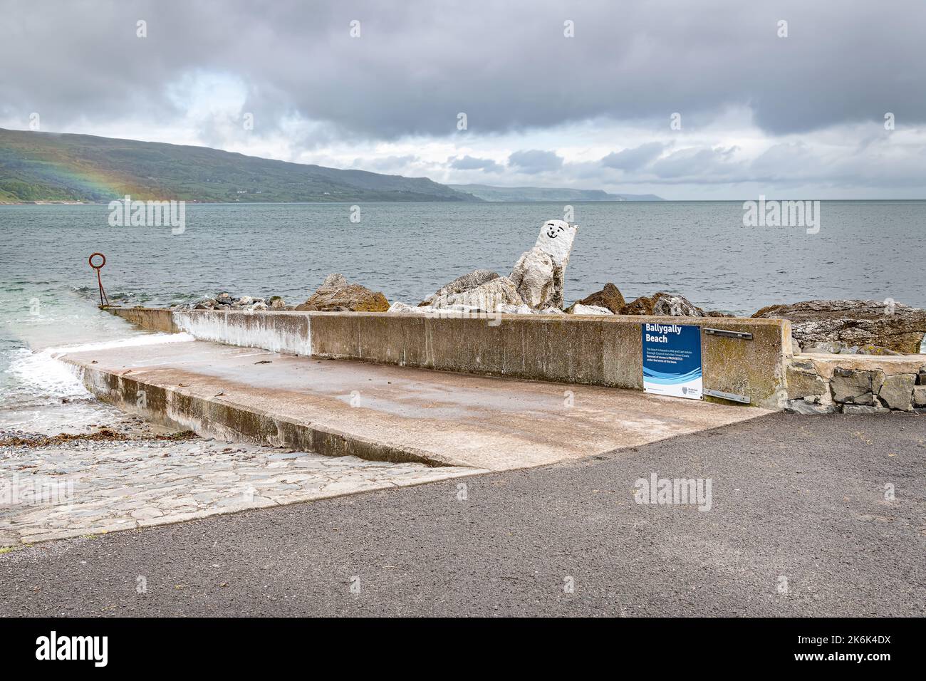 Ballygally Public Slipway, County Antrim, Northern Ireland Stock Photo ...