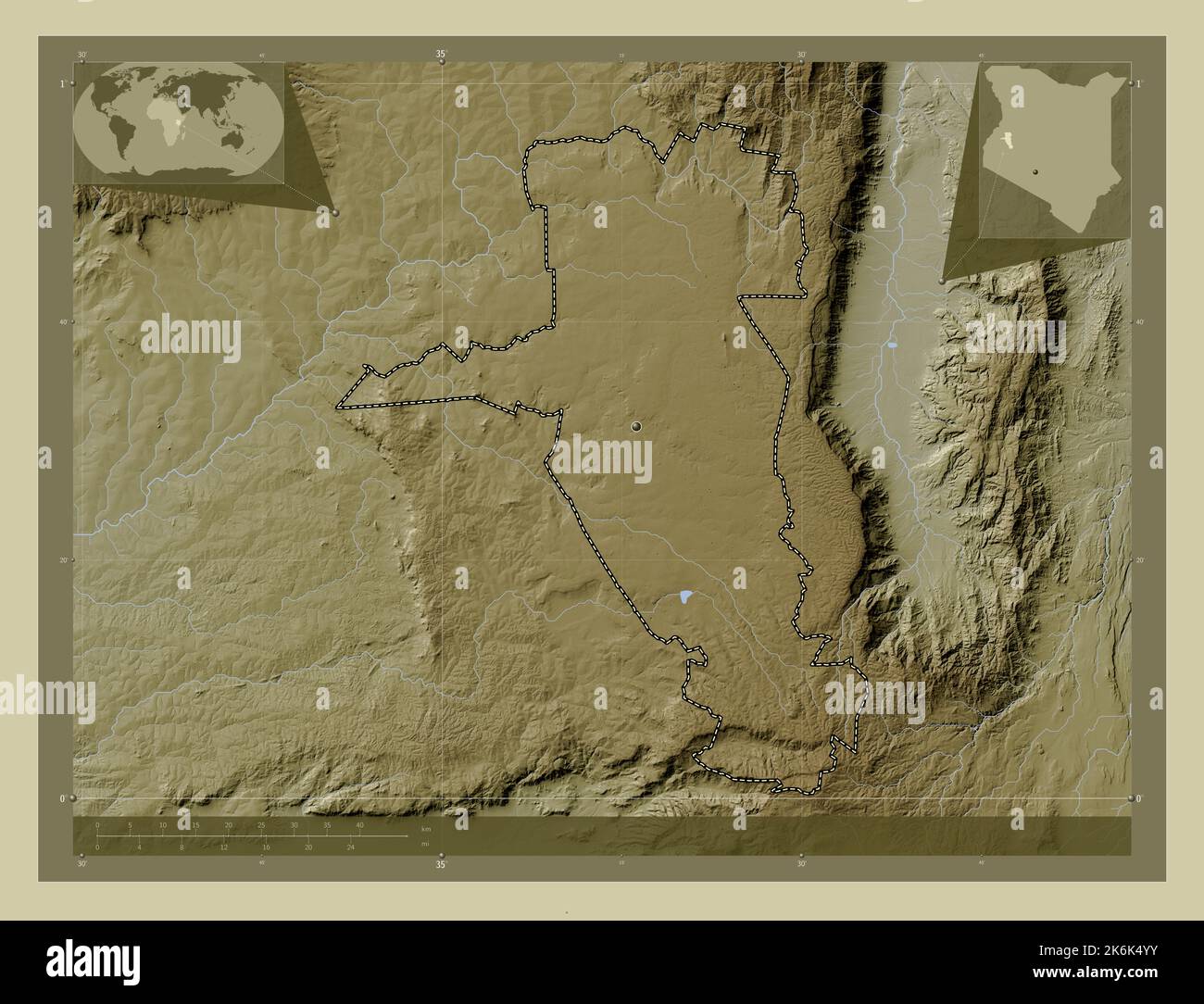 Uasin Gishu, county of Kenya. Elevation map colored in wiki style with ...