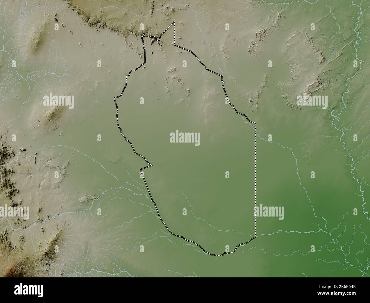 Wajir, county of Kenya. Elevation map colored in wiki style with lakes ...