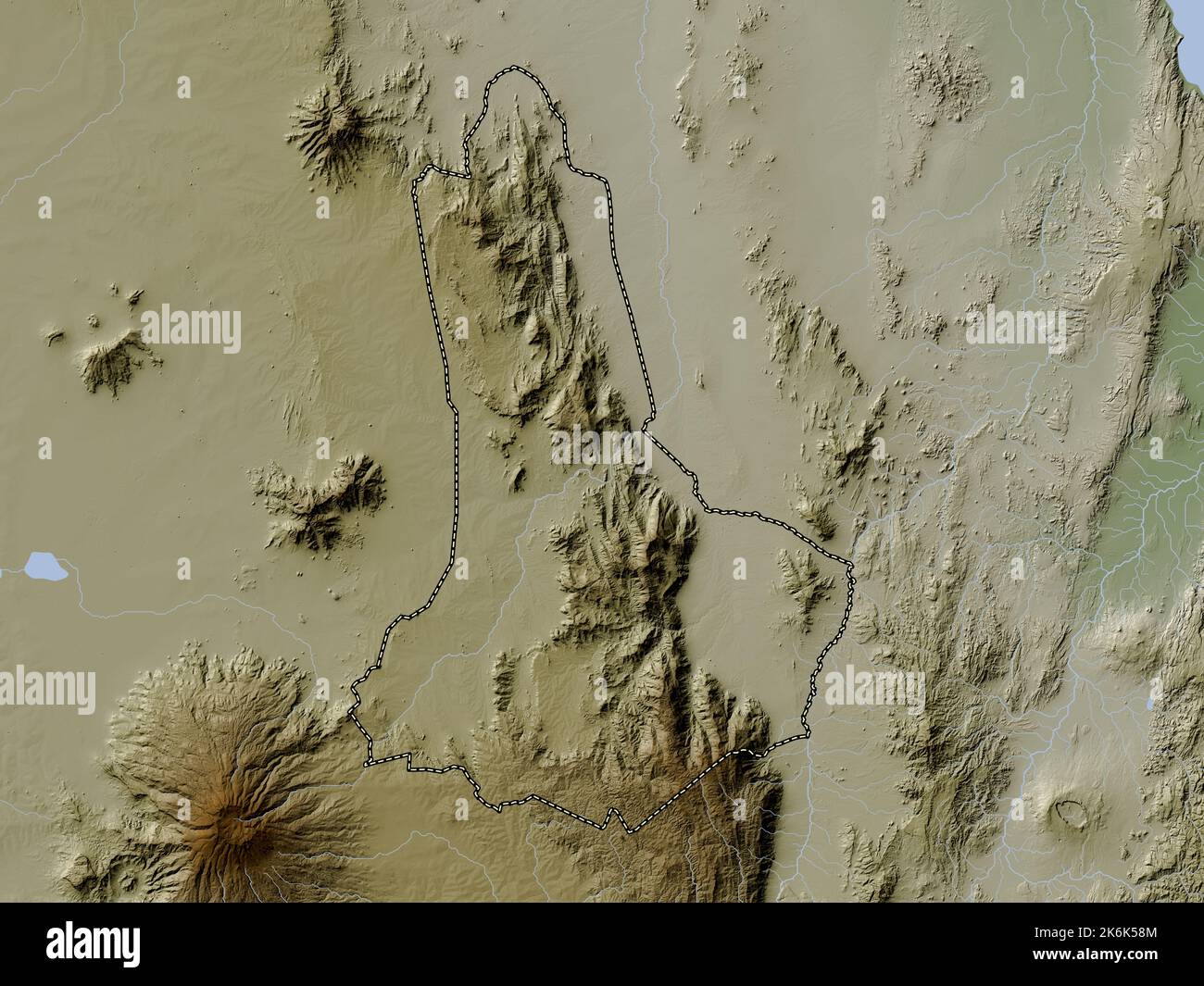 West Pokot, county of Kenya. Elevation map colored in wiki style with ...