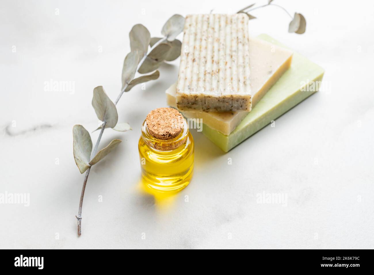 Natural handmade organic soap bars stack on white background with ...