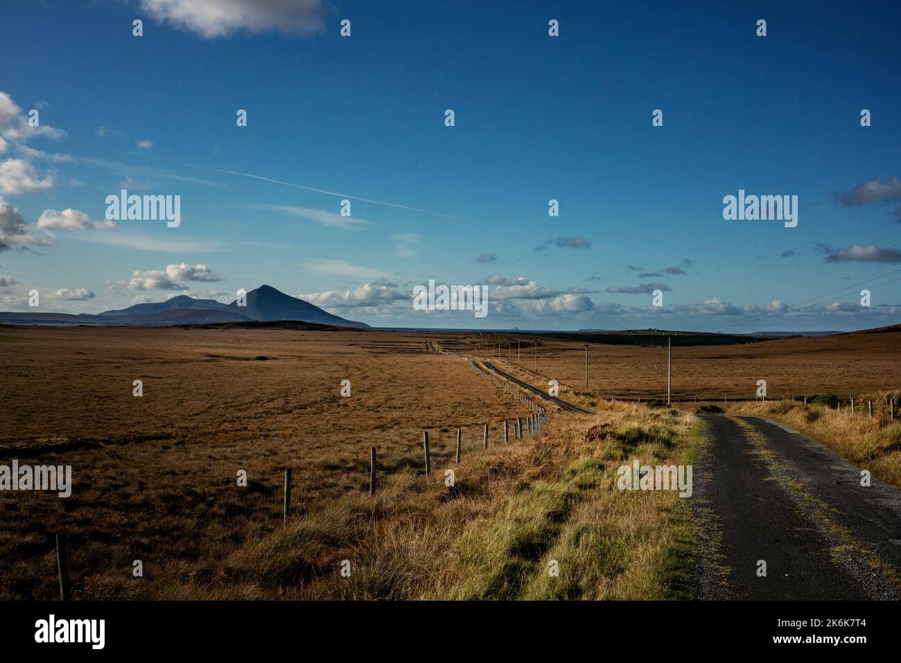 View on Slievemore on Achill Island, from the area of Ballycroy, county ...