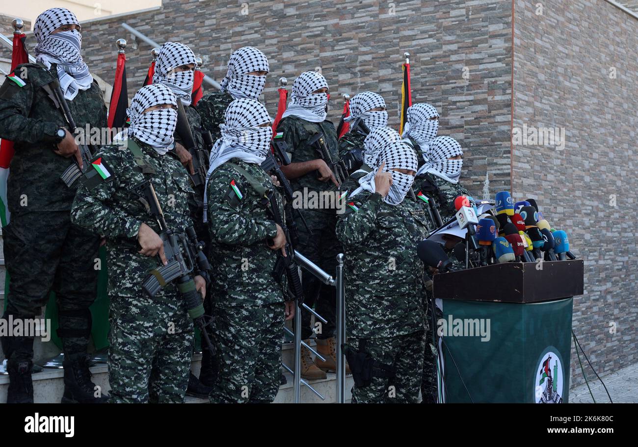 Gaza, Palestine. 14th Oct, 2022. Members of the Palestinian Military ...