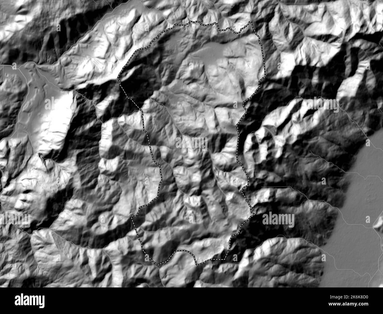 Dragash, municipality of Kosovo. Bilevel elevation map with lakes and ...