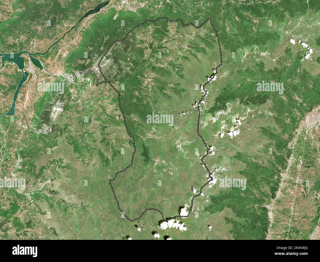 Dragash, municipality of Kosovo. Low resolution satellite map Stock ...