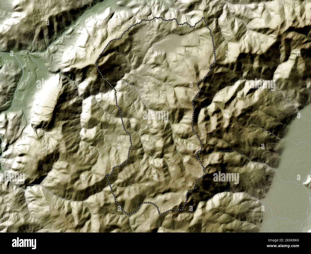 Dragash, municipality of Kosovo. Elevation map colored in wiki style ...