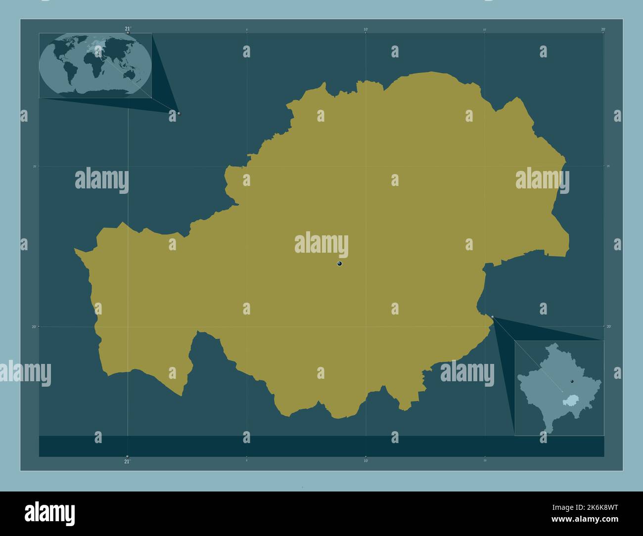 Ferizaj, municipality of Kosovo. Solid color shape. Corner auxiliary ...