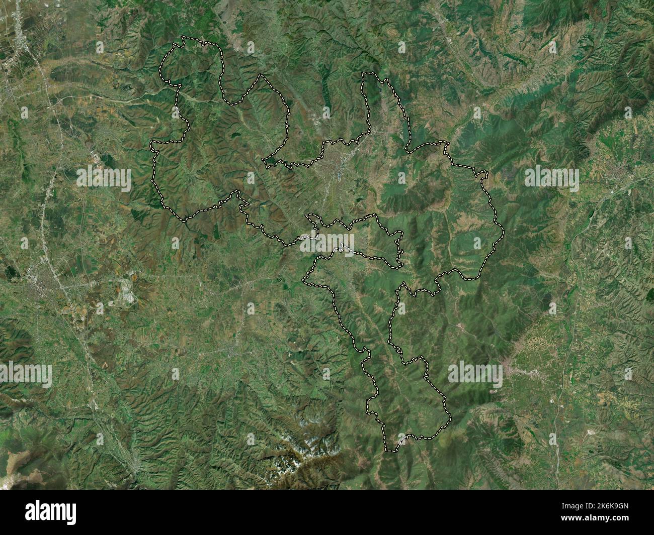 Gjilan, municipality of Kosovo. High resolution satellite map Stock ...