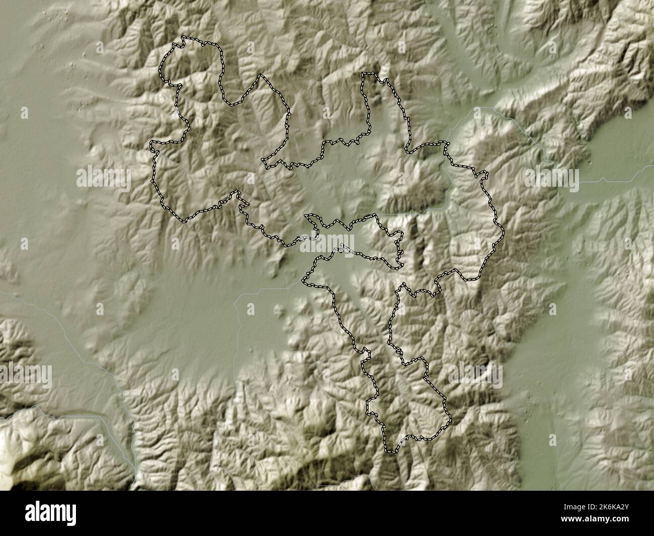 Gjilan, municipality of Kosovo. Elevation map colored in wiki style with lakes and rivers Stock ...
