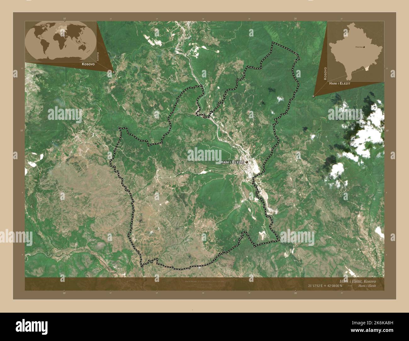 Hani i Elezit, municipality of Kosovo. Low resolution satellite map ...