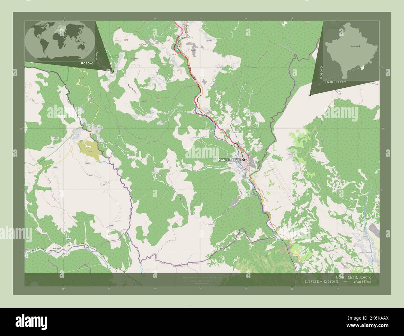 Hani i Elezit, municipality of Kosovo. Open Street Map. Locations and ...