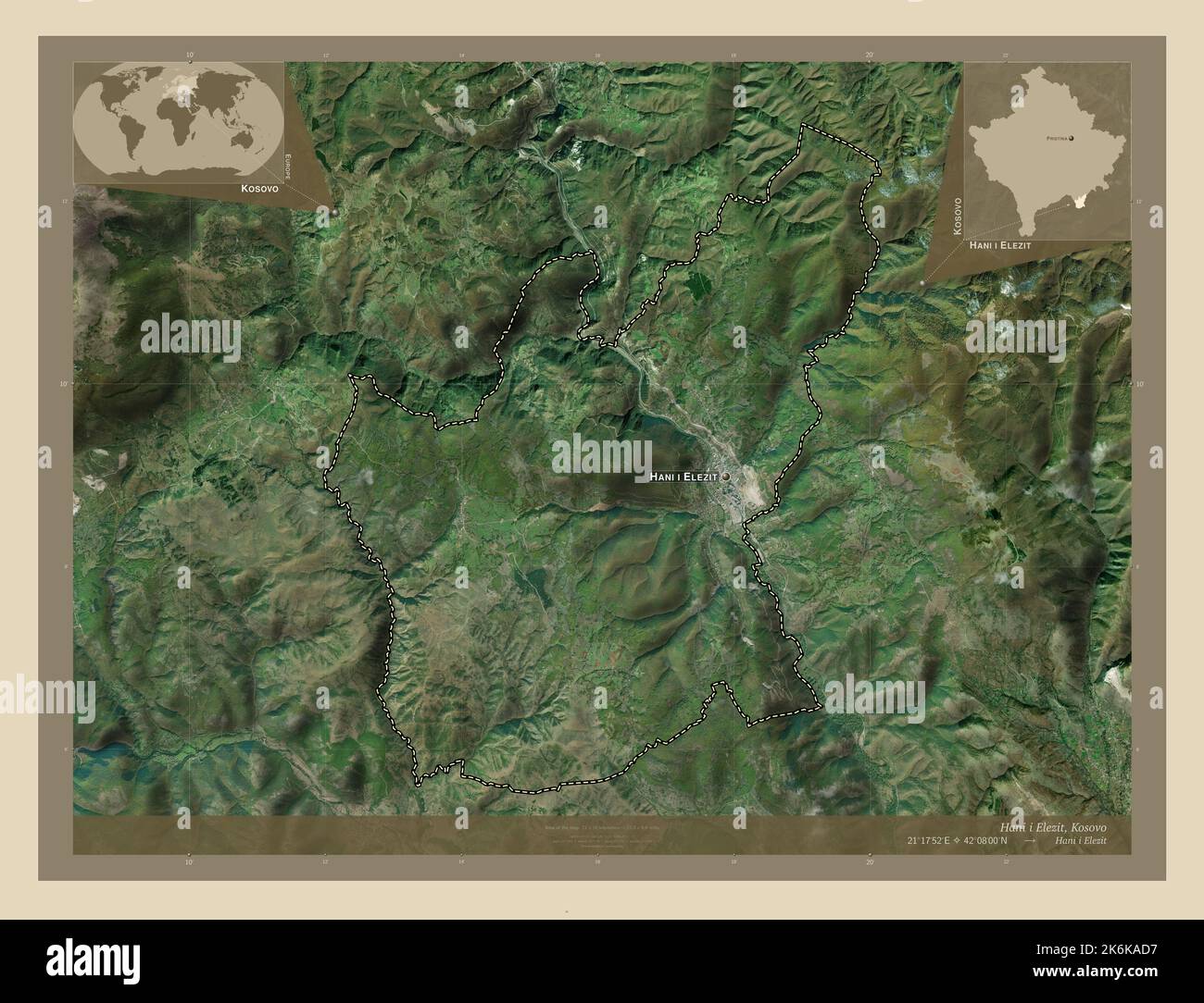 Hani i Elezit, municipality of Kosovo. High resolution satellite map ...