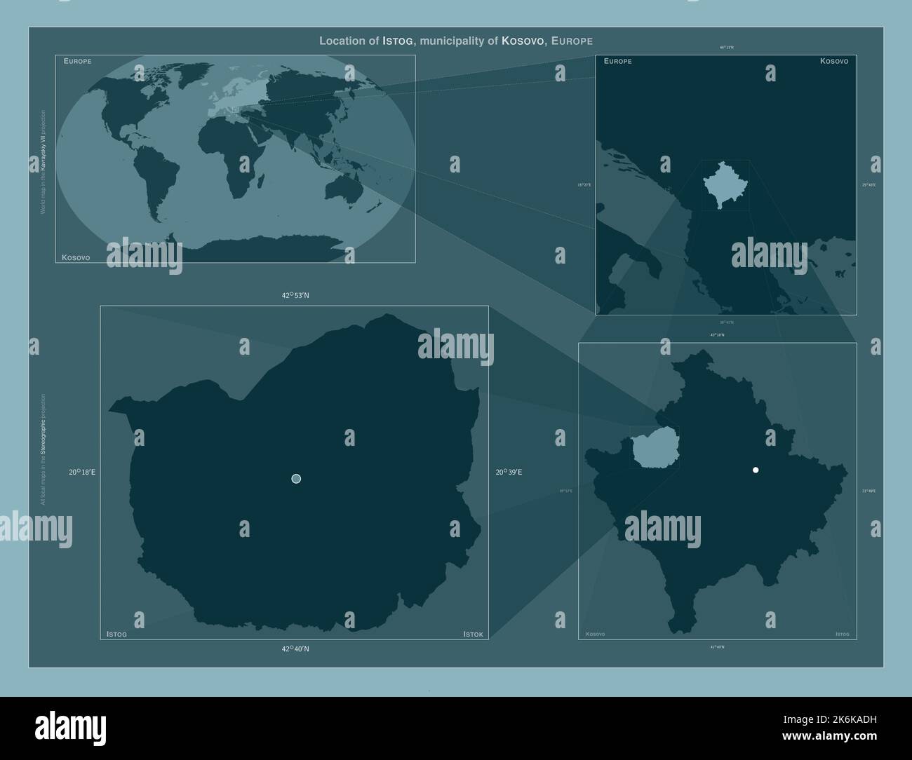 Istog, municipality of Kosovo. Diagram showing the location of the ...