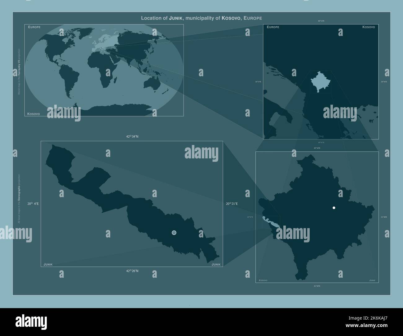 Junik, municipality of Kosovo. Diagram showing the location of the ...