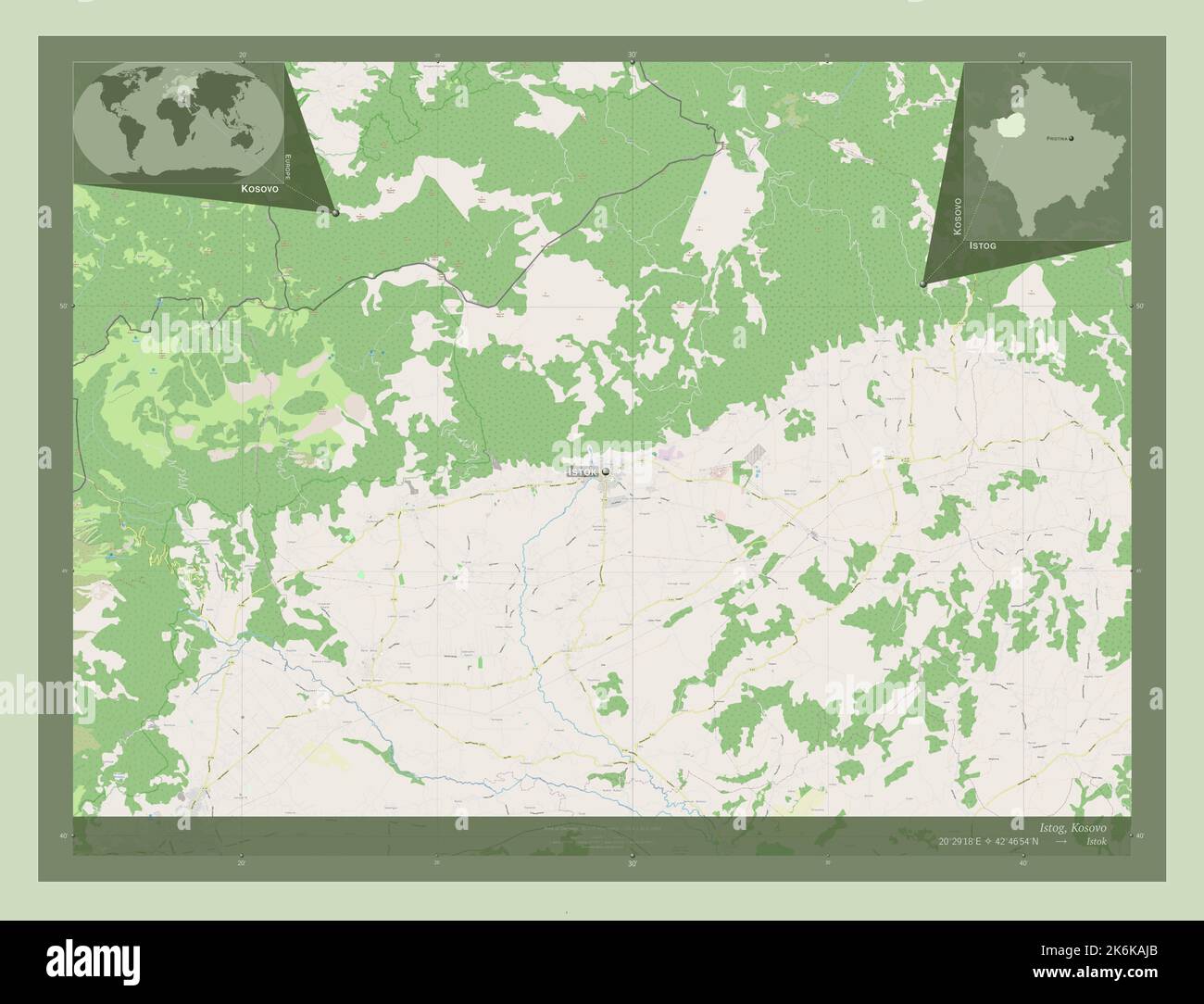 Istog, municipality of Kosovo. Open Street Map. Locations and names of ...