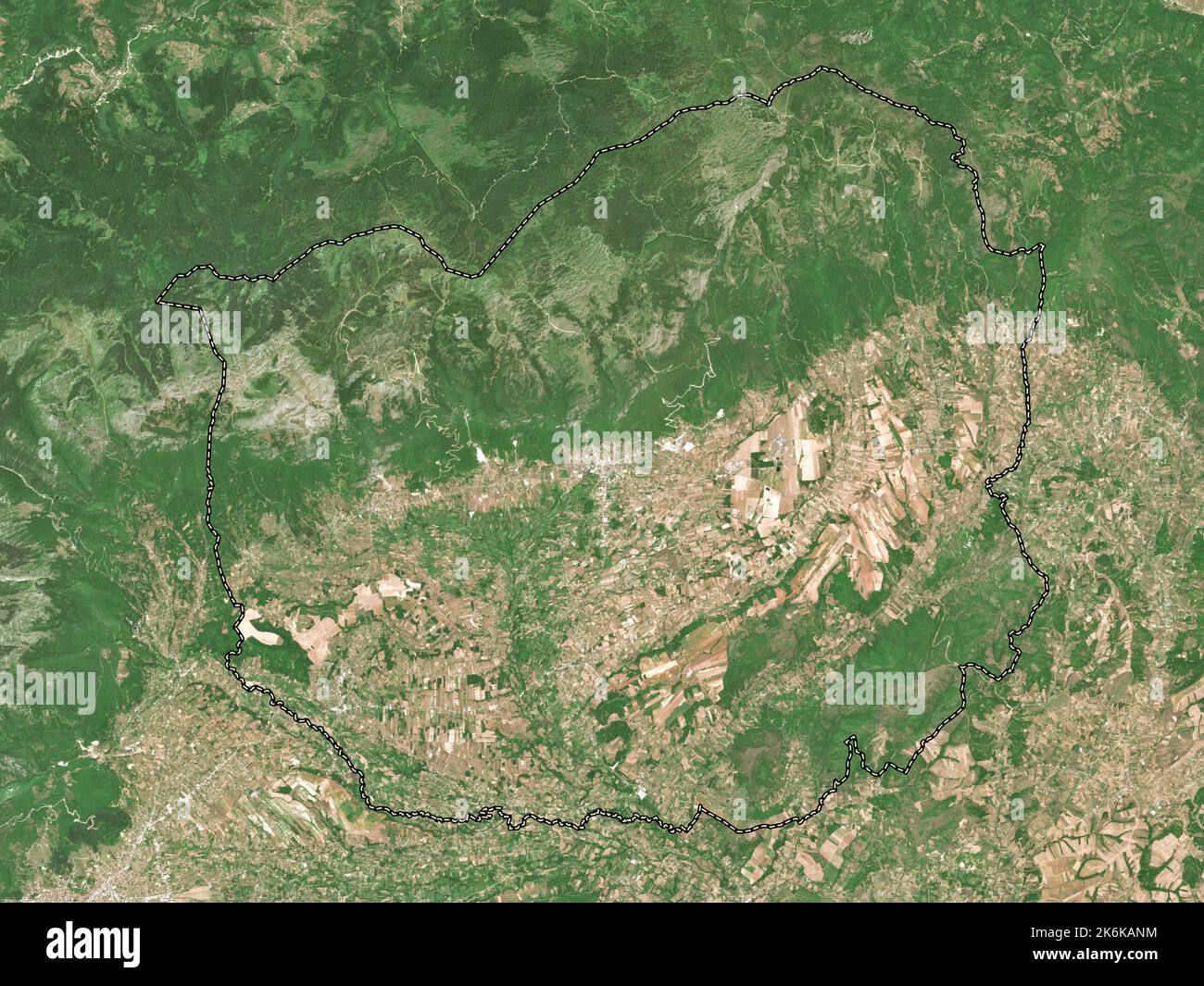 Istog, municipality of Kosovo. Low resolution satellite map Stock Photo ...