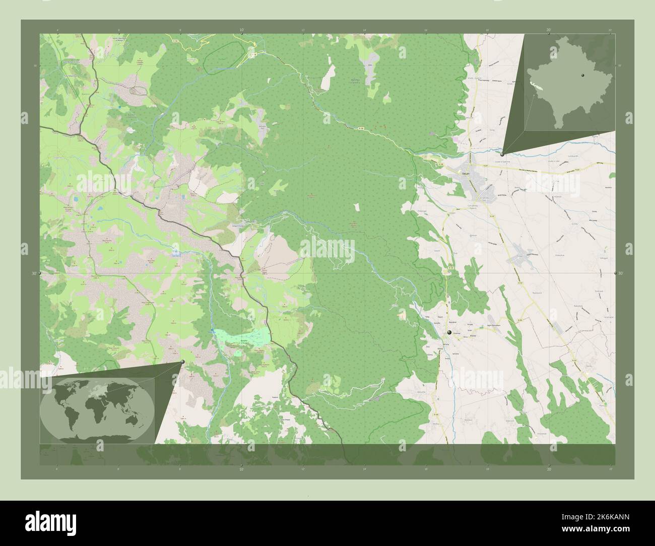 Junik, municipality of Kosovo. Open Street Map. Corner auxiliary ...
