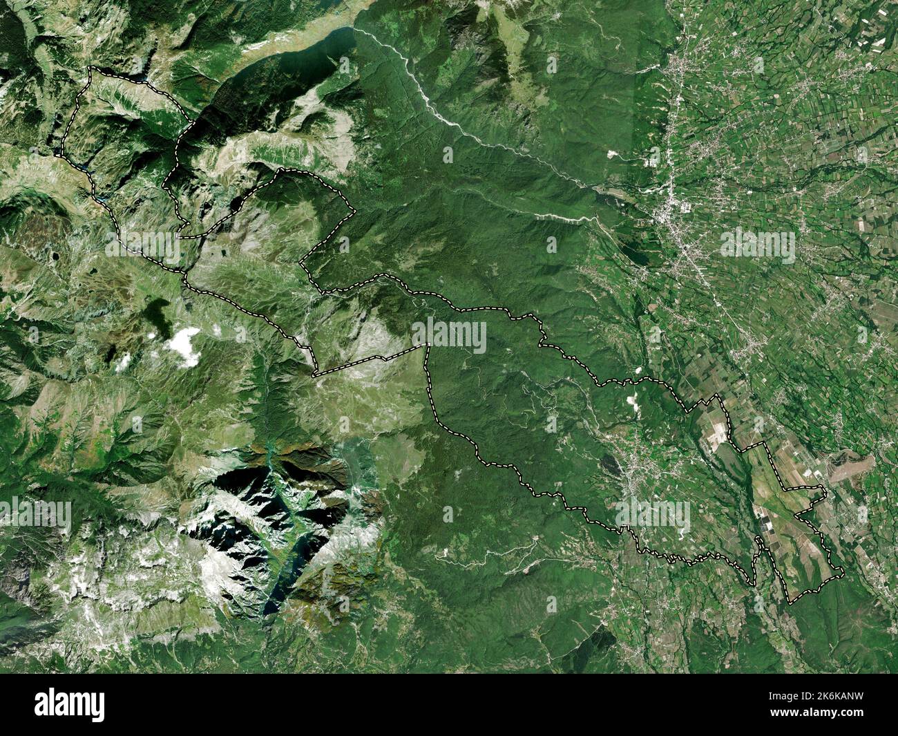 Junik, municipality of Kosovo. High resolution satellite map Stock ...