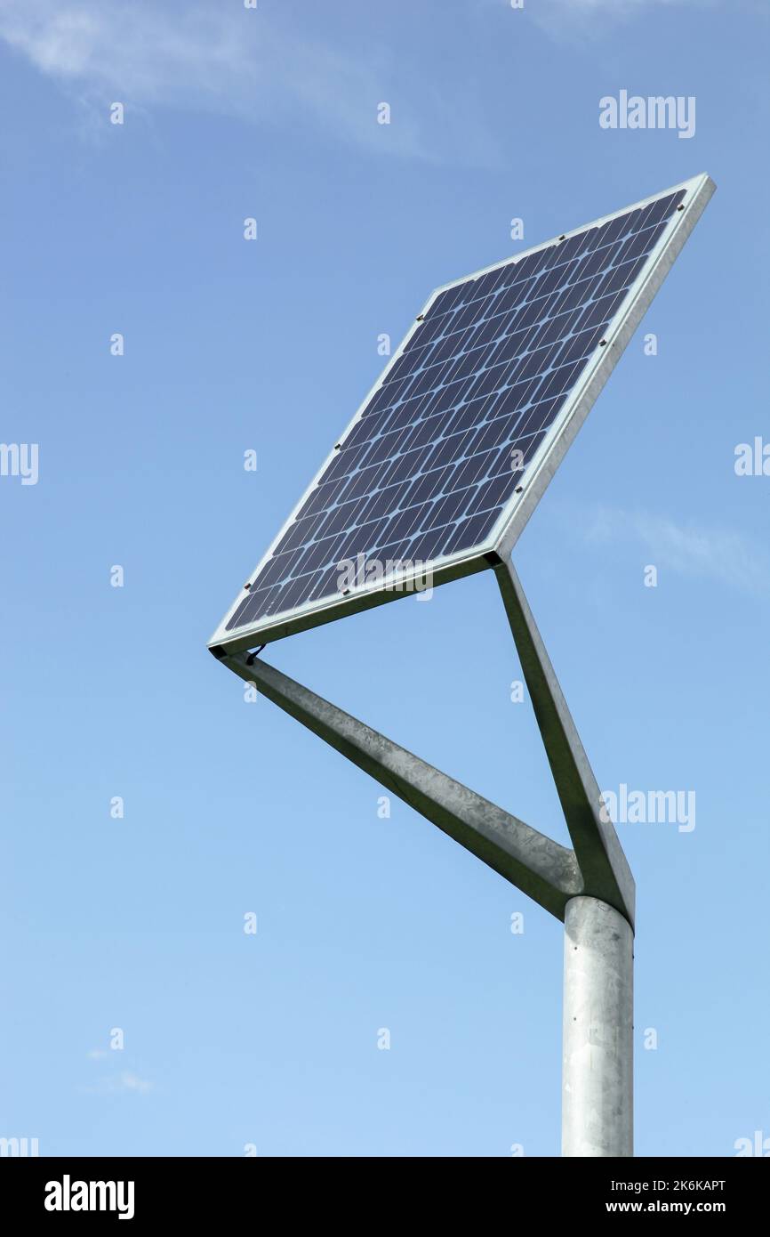 Solar panel on a pole Stock Photo - Alamy
