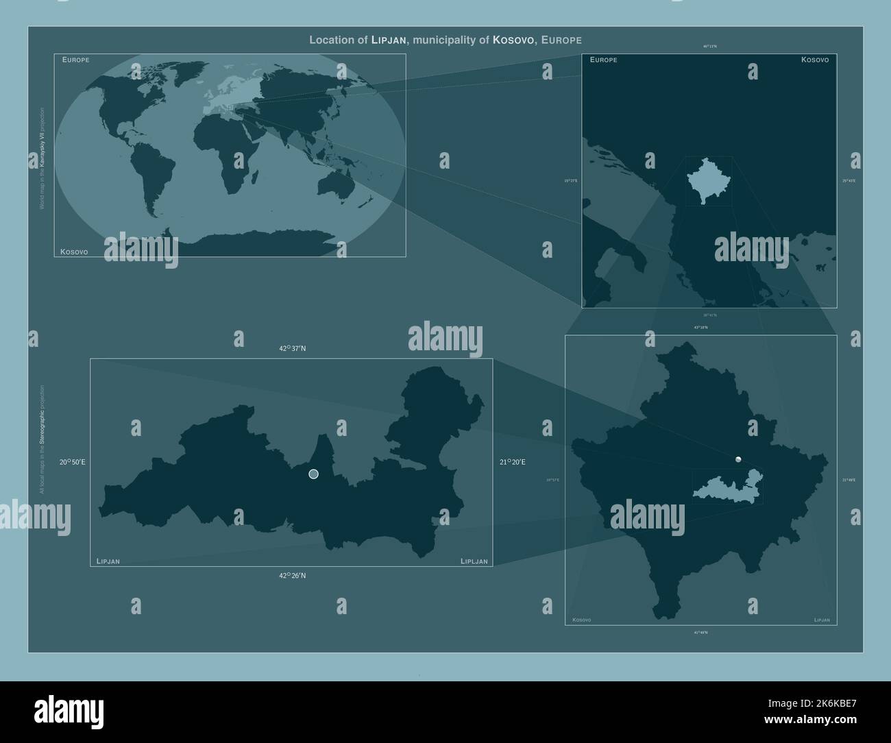 Lipjan, municipality of Kosovo. Diagram showing the location of the ...