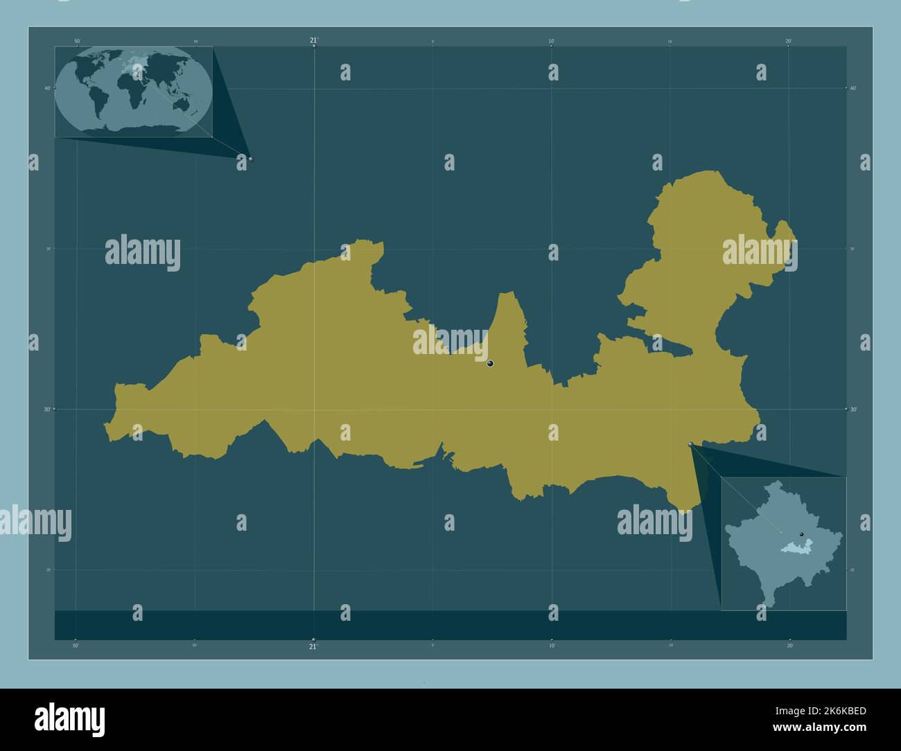 Lipjan, municipality of Kosovo. Solid color shape. Locations of major ...