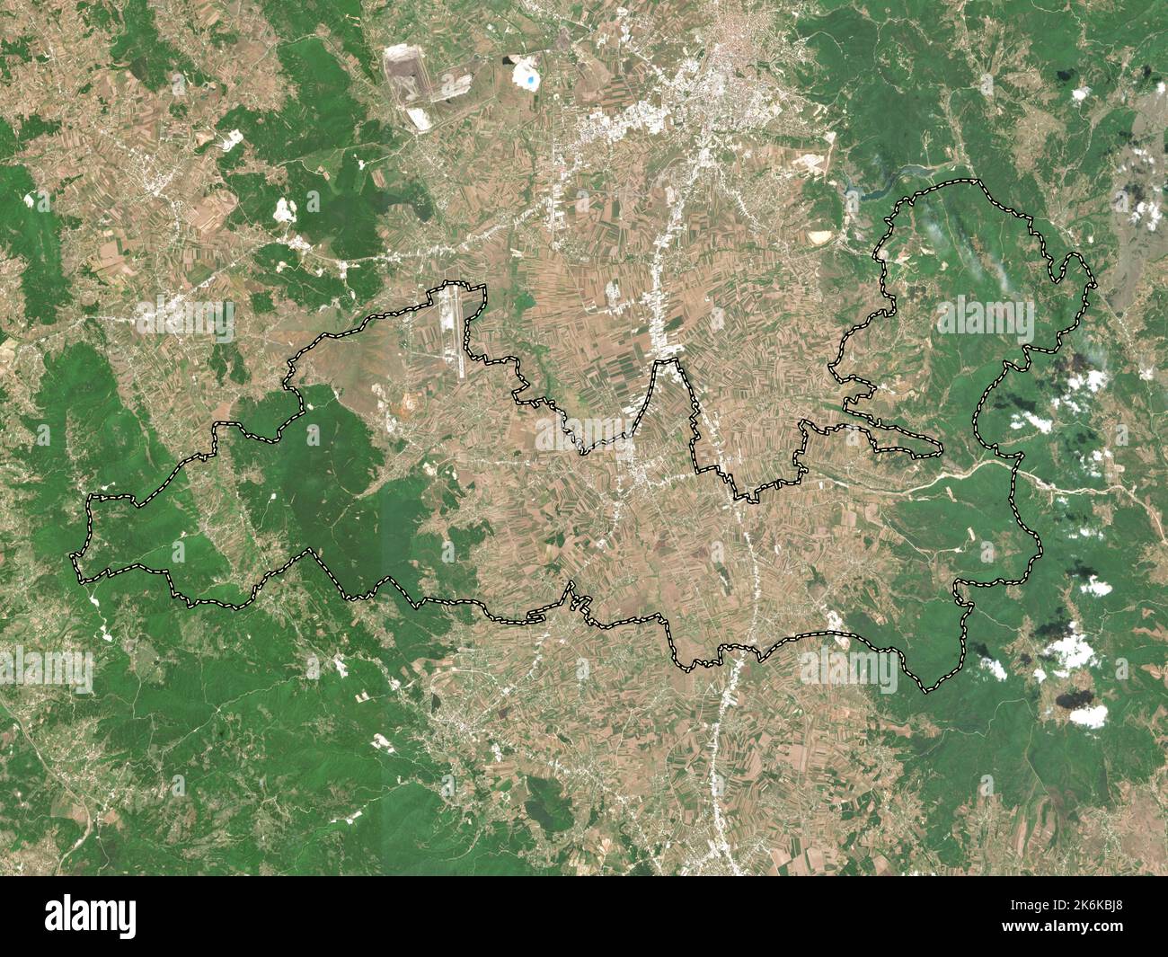 Lipjan, municipality of Kosovo. Low resolution satellite map Stock ...