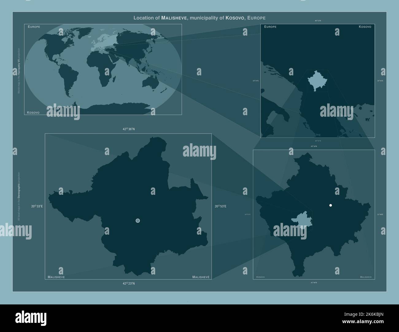 Malisheve, municipality of Kosovo. Diagram showing the location of the ...