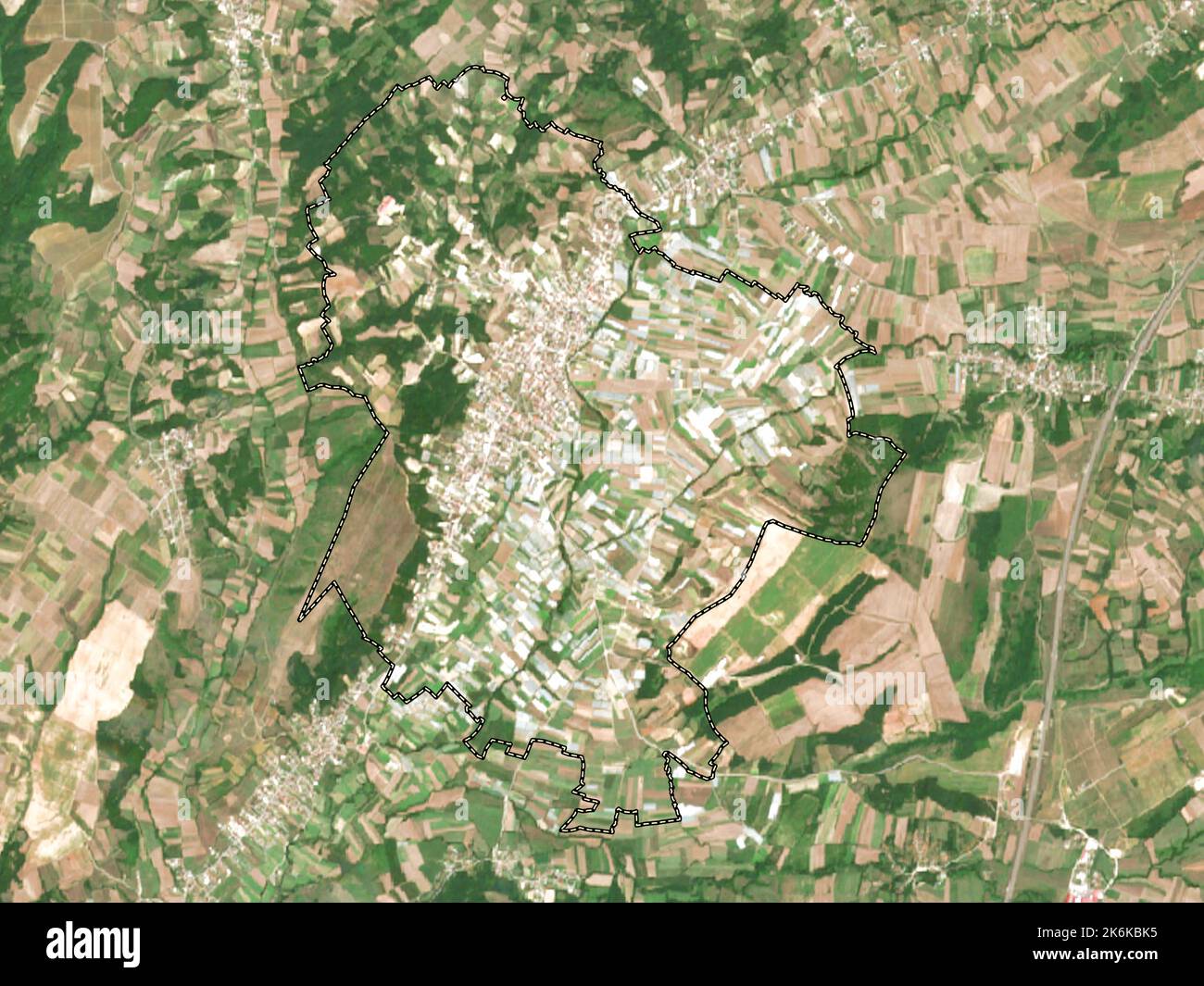 Mamusha, municipality of Kosovo. Low resolution satellite map Stock ...