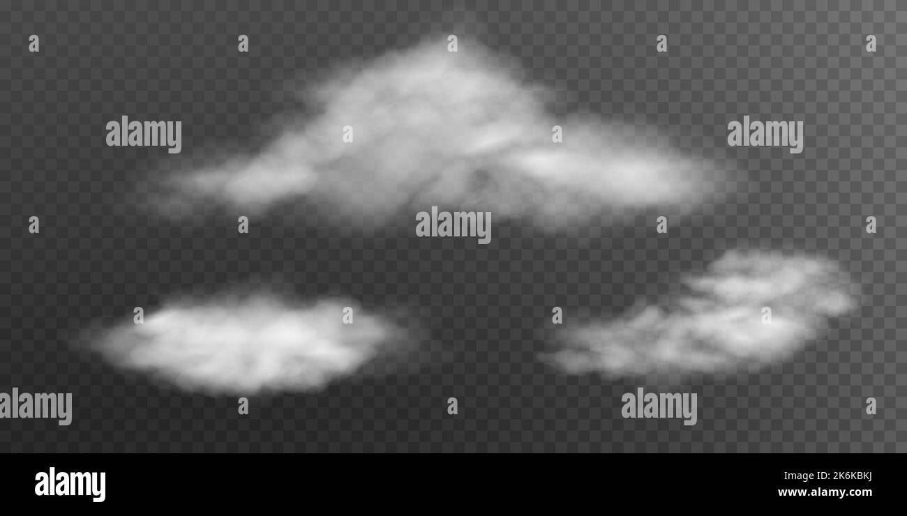 Fog or smoke isolated transparent special effect. White vector ...