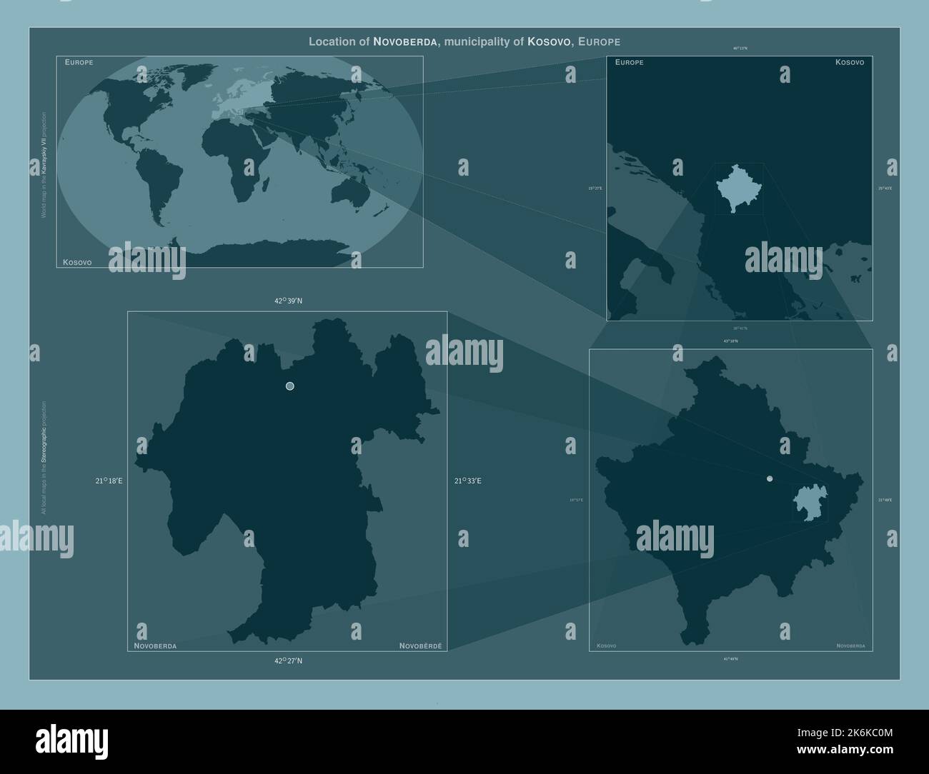 Novoberda, municipality of Kosovo. Diagram showing the location of the ...