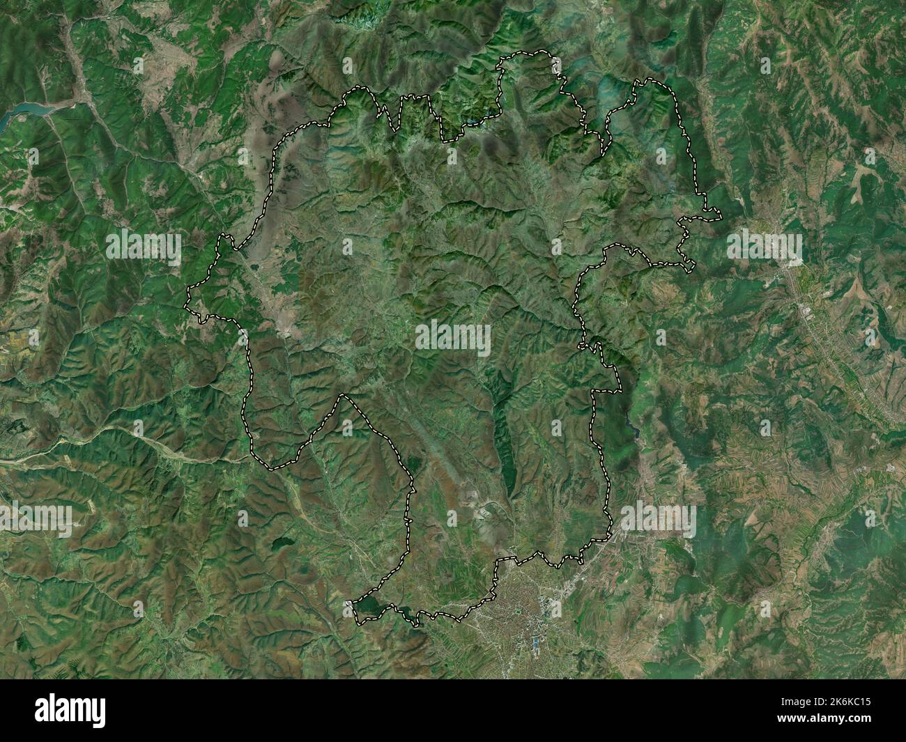 Novoberda, municipality of Kosovo. High resolution satellite map Stock ...