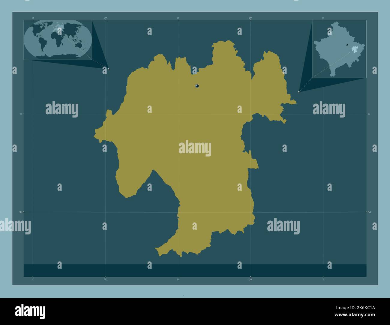Novoberda, municipality of Kosovo. Solid color shape. Locations of ...
