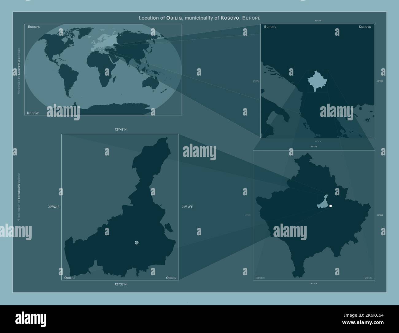 Obiliq, municipality of Kosovo. Diagram showing the location of the ...