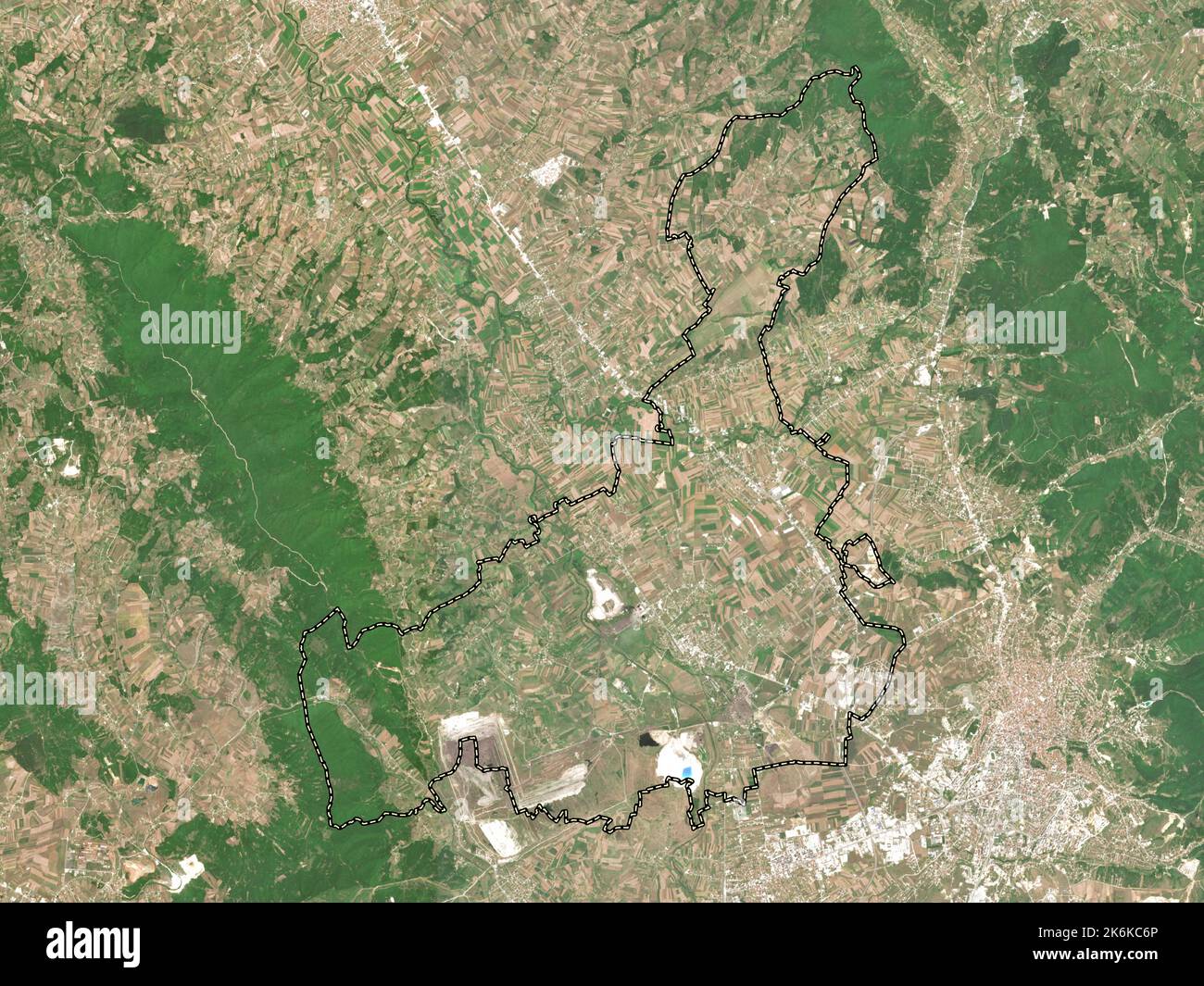 Obiliq, municipality of Kosovo. Low resolution satellite map Stock ...
