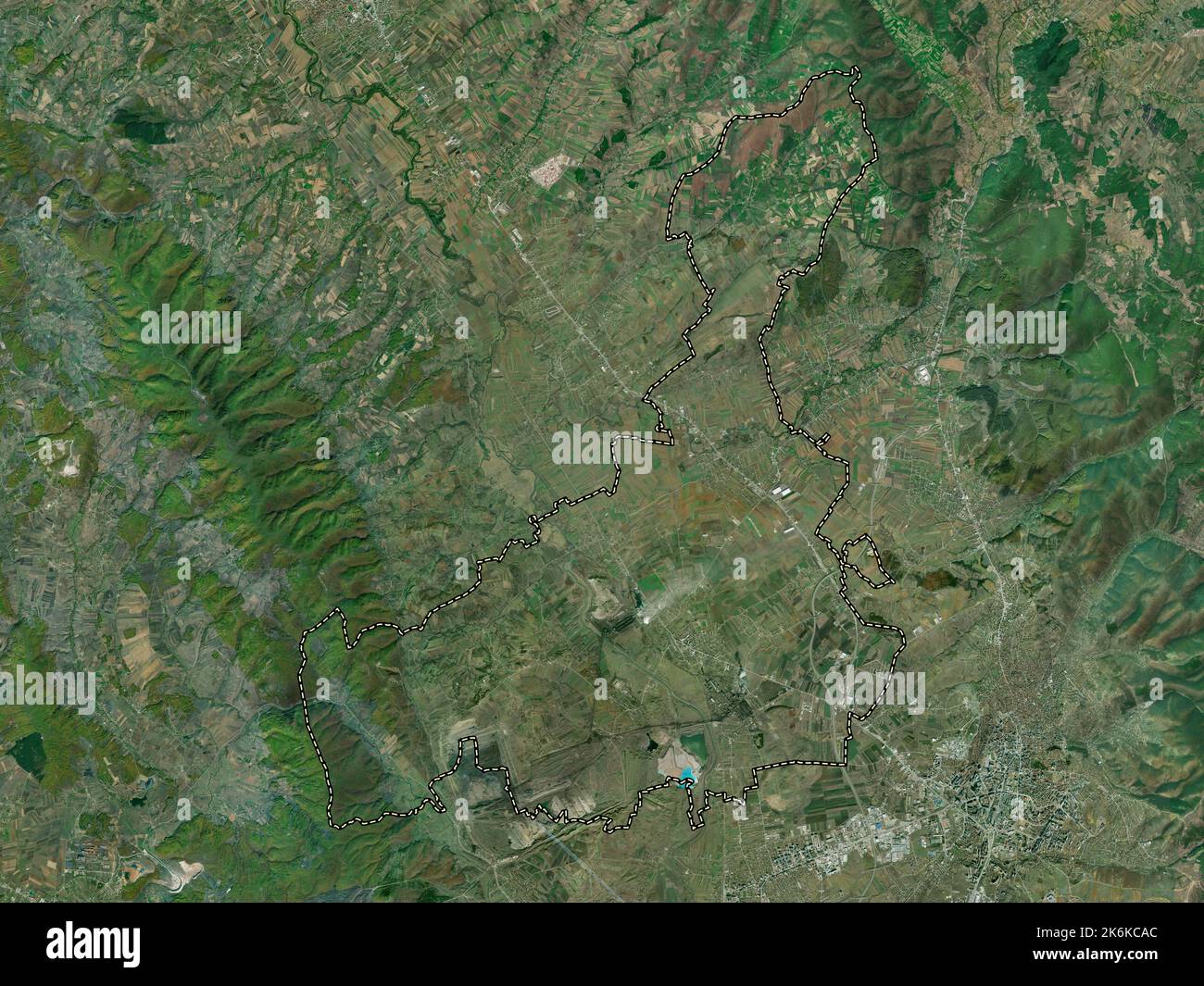 Obiliq, municipality of Kosovo. High resolution satellite map Stock ...