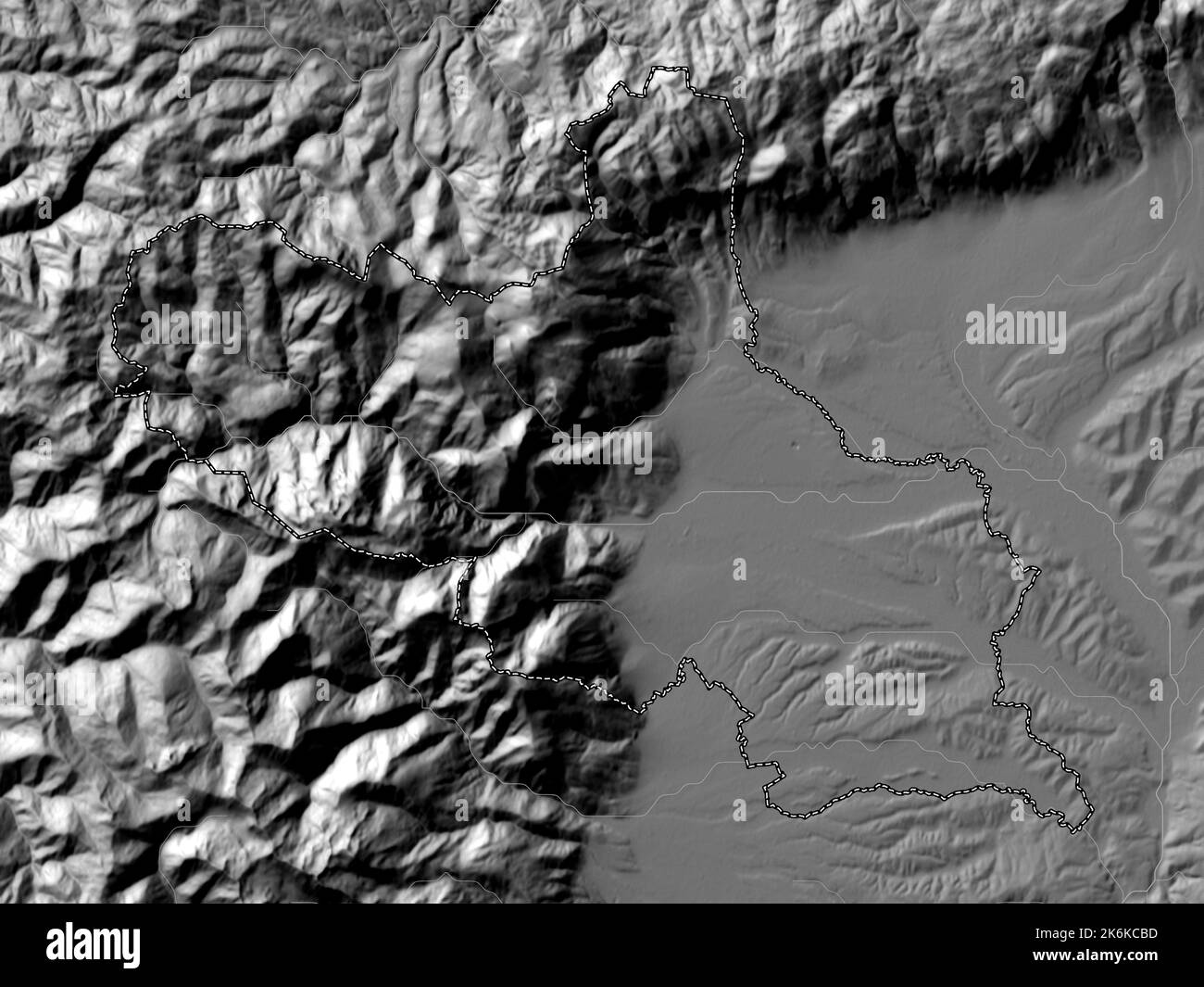 Peja, municipality of Kosovo. Bilevel elevation map with lakes and ...