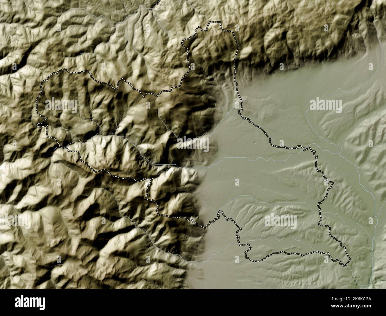 Peja, municipality of Kosovo. Elevation map colored in wiki style with ...