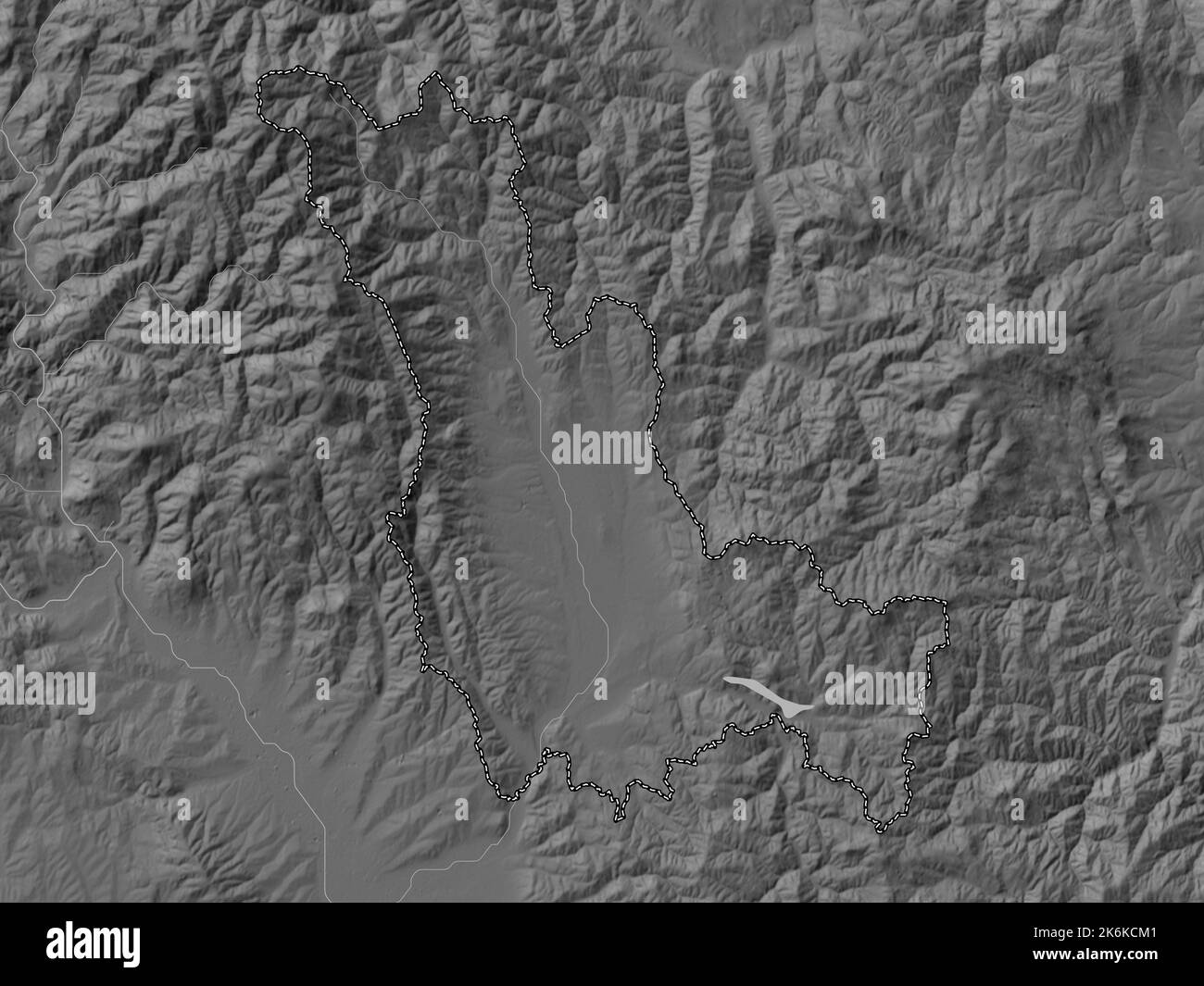 Podujeva, municipality of Kosovo. Grayscale elevation map with lakes ...