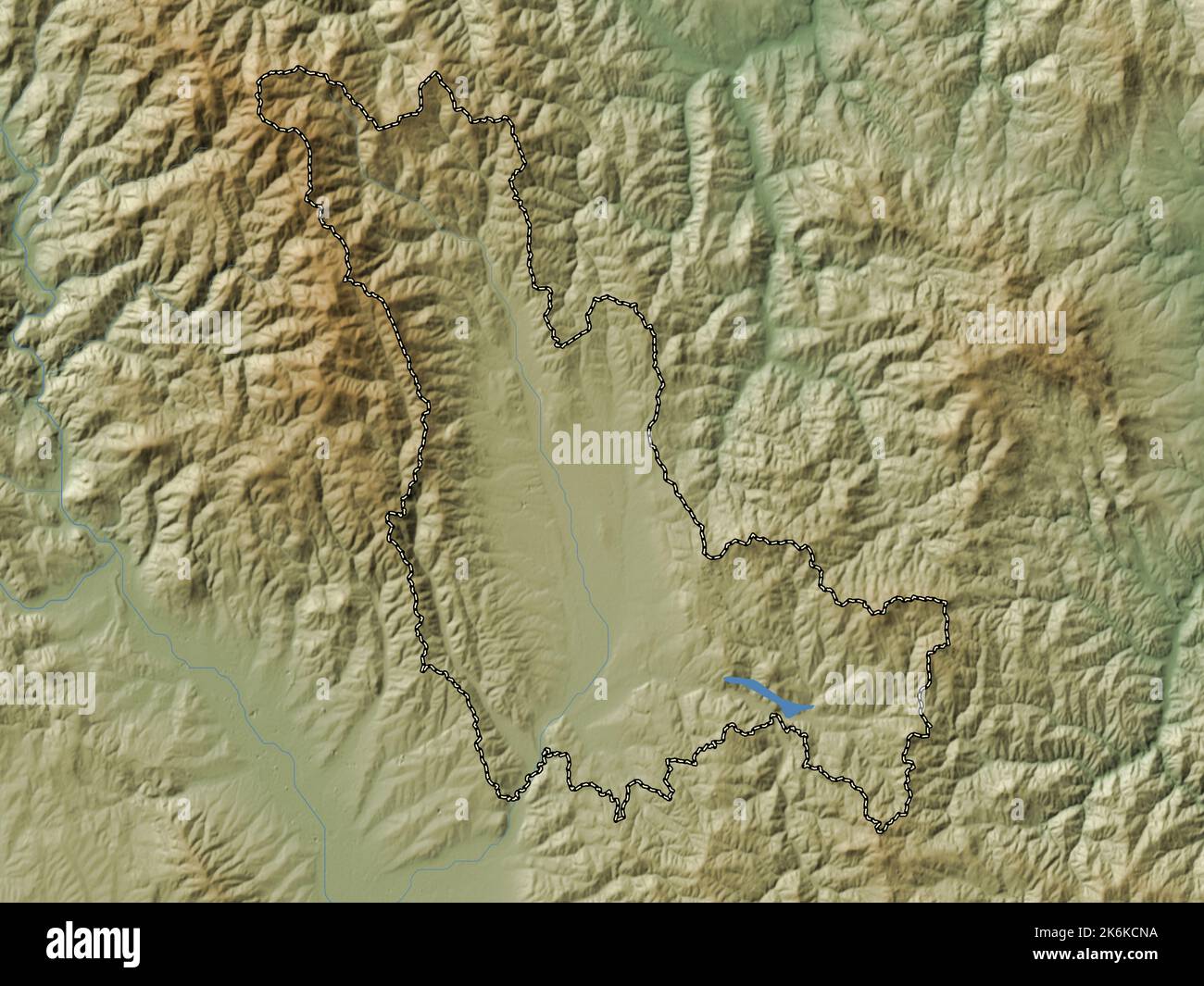 Podujeva, municipality of Kosovo. Colored elevation map with lakes and ...