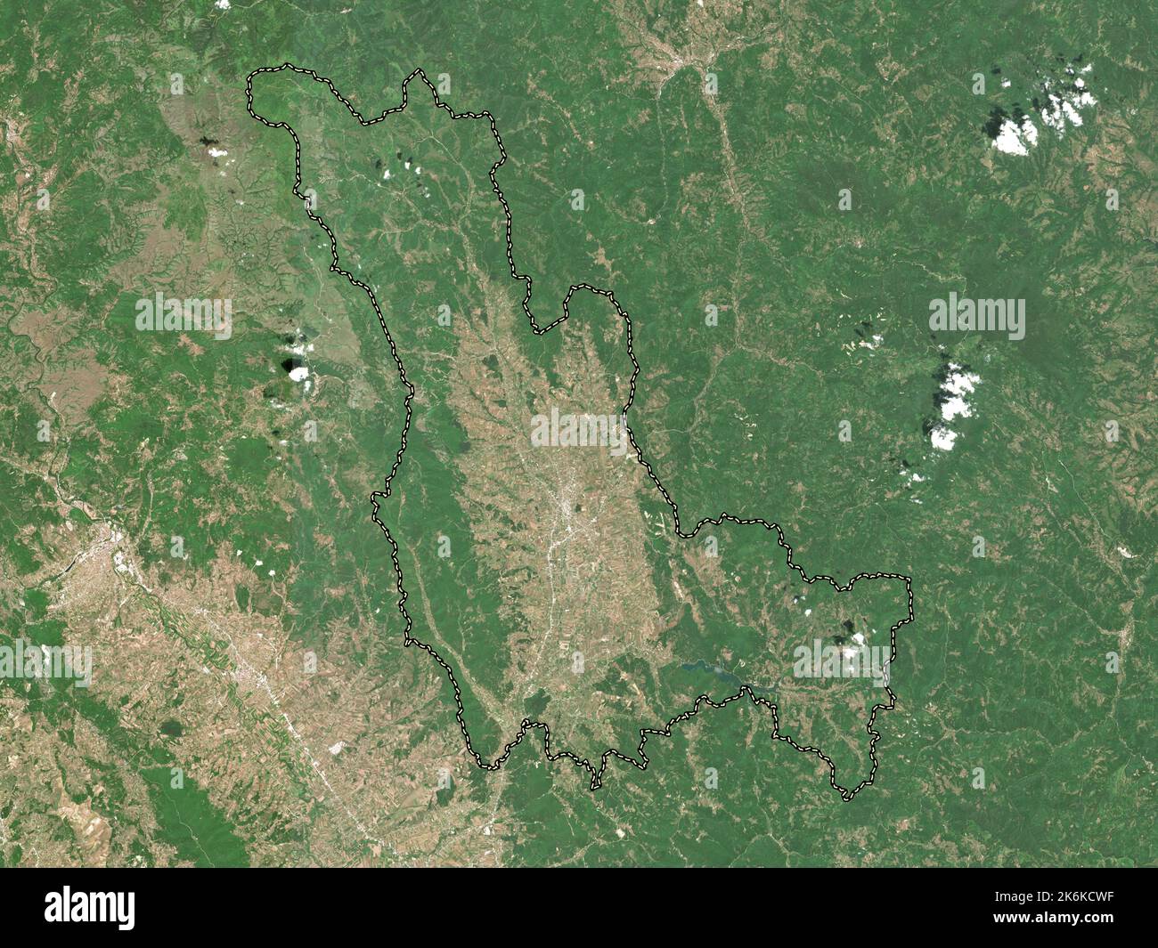 Podujeva, municipality of Kosovo. Low resolution satellite map Stock ...