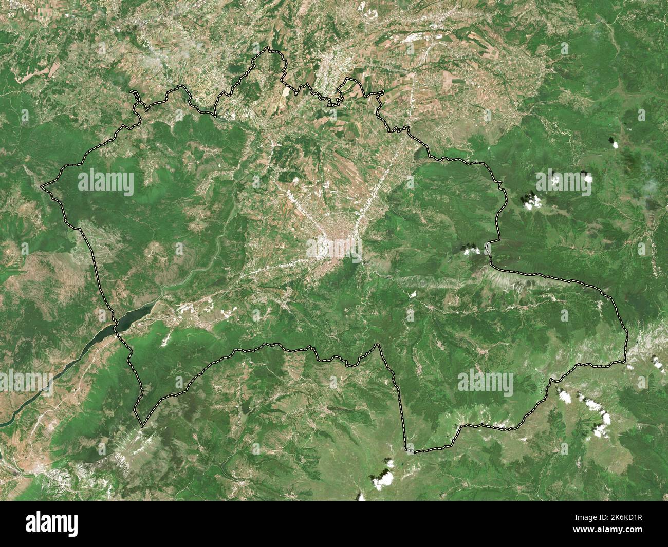 Prizren, municipality of Kosovo. Low resolution satellite map Stock ...