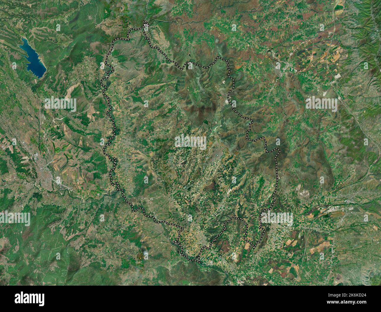 Rahovec, municipality of Kosovo. High resolution satellite map Stock ...