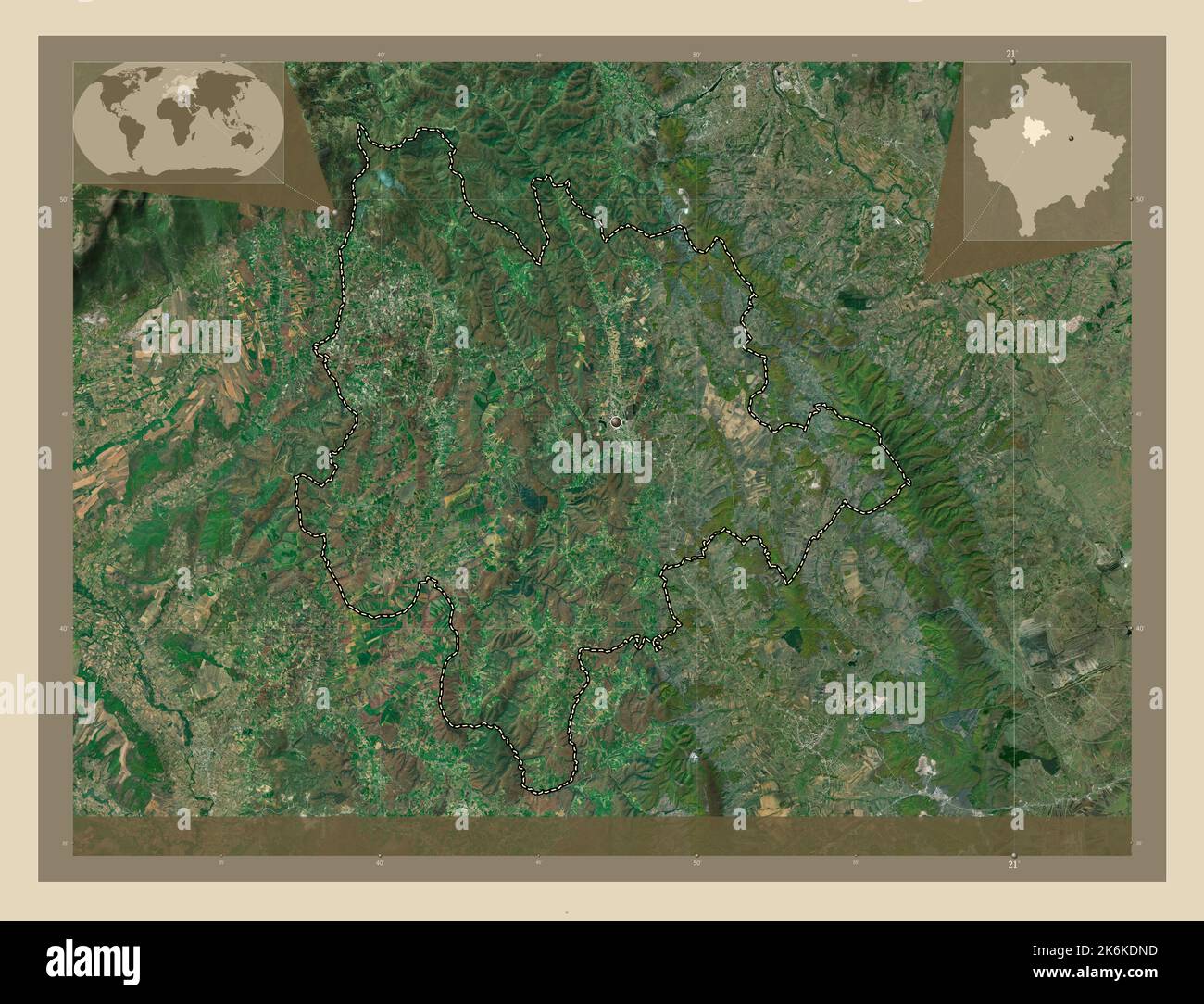 Skenderaj, municipality of Kosovo. High resolution satellite map ...