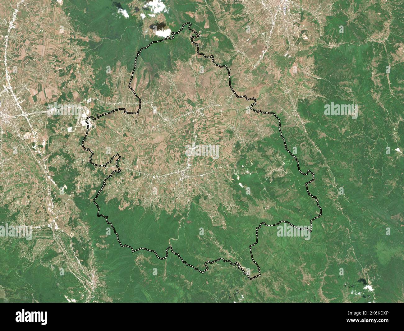 Vitia, municipality of Kosovo. Low resolution satellite map Stock Photo ...